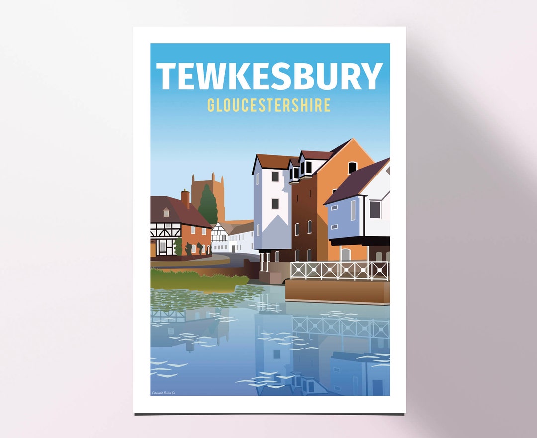 Tewkesbury Poster Print / Mill River Art / Home Decor / Gloucestershire ...