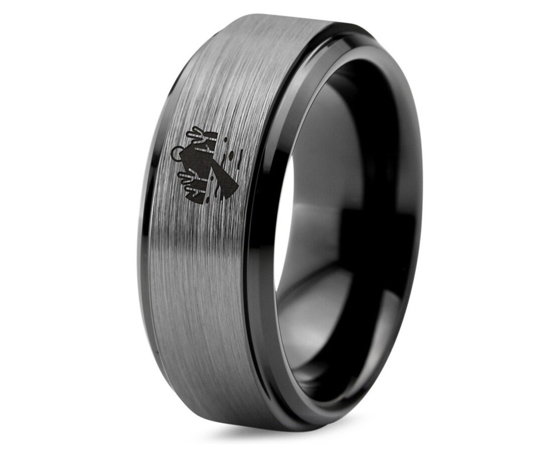 Mountain View Ring Landscape Nature Wedding Bands Tungsten Rings for ...