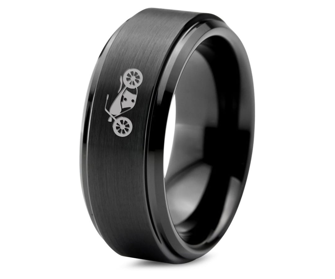 Engraved Motorbike Ring, Motorcycle Ring, Ring for Biker, Tungsten ...