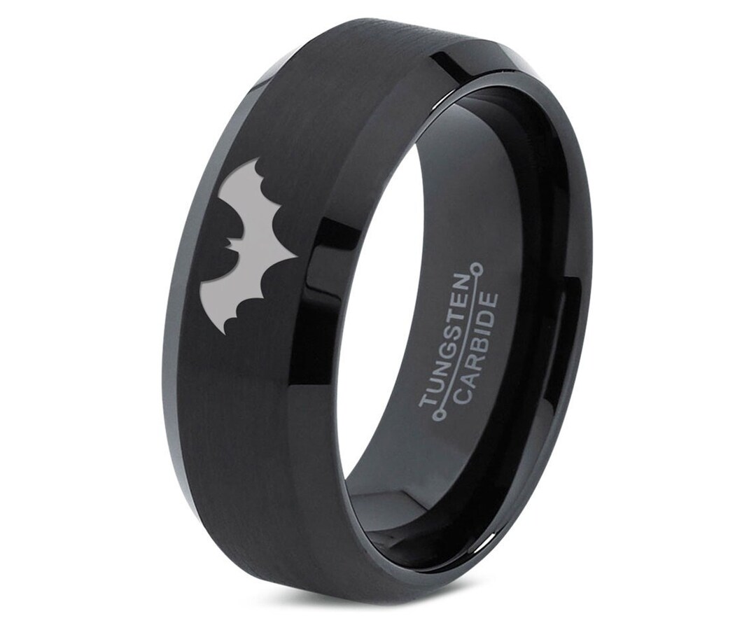 Vampire Flying Bat Ring, Black Wedding Rings, Tungsten Rings for Women ...
