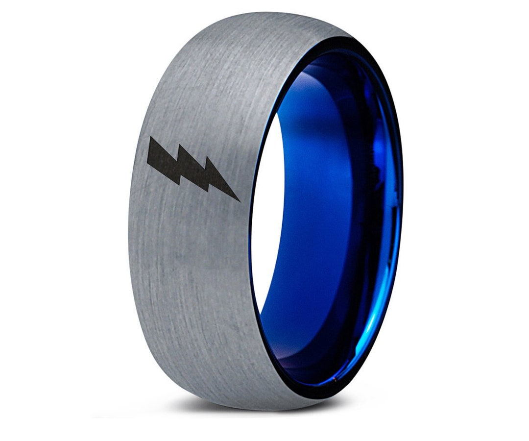 Thunder Lighting Bolt Ring | Dome Brushed Comfort Fit Wedding Ring ...
