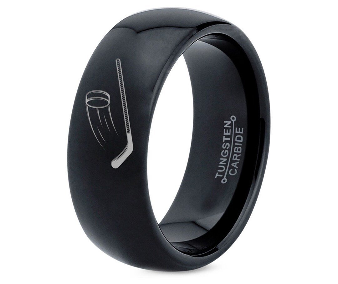 Laser Engraved Hockey Sticks Puck Ring, Hockey Player Gifts, Simple ...