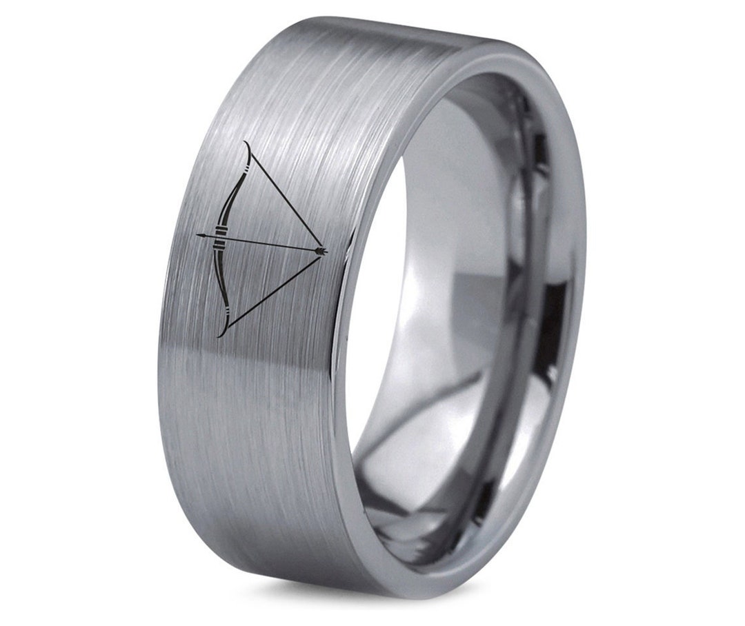 Awesome Tungsten Band, Archery Ring, Gift for Archer, Gray Wedding Band ...
