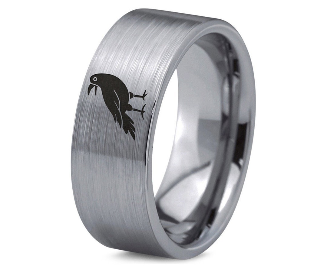 Crow Bird Ring - Silver Gray Wedding Rings for Women - Tungsten Carbide ...