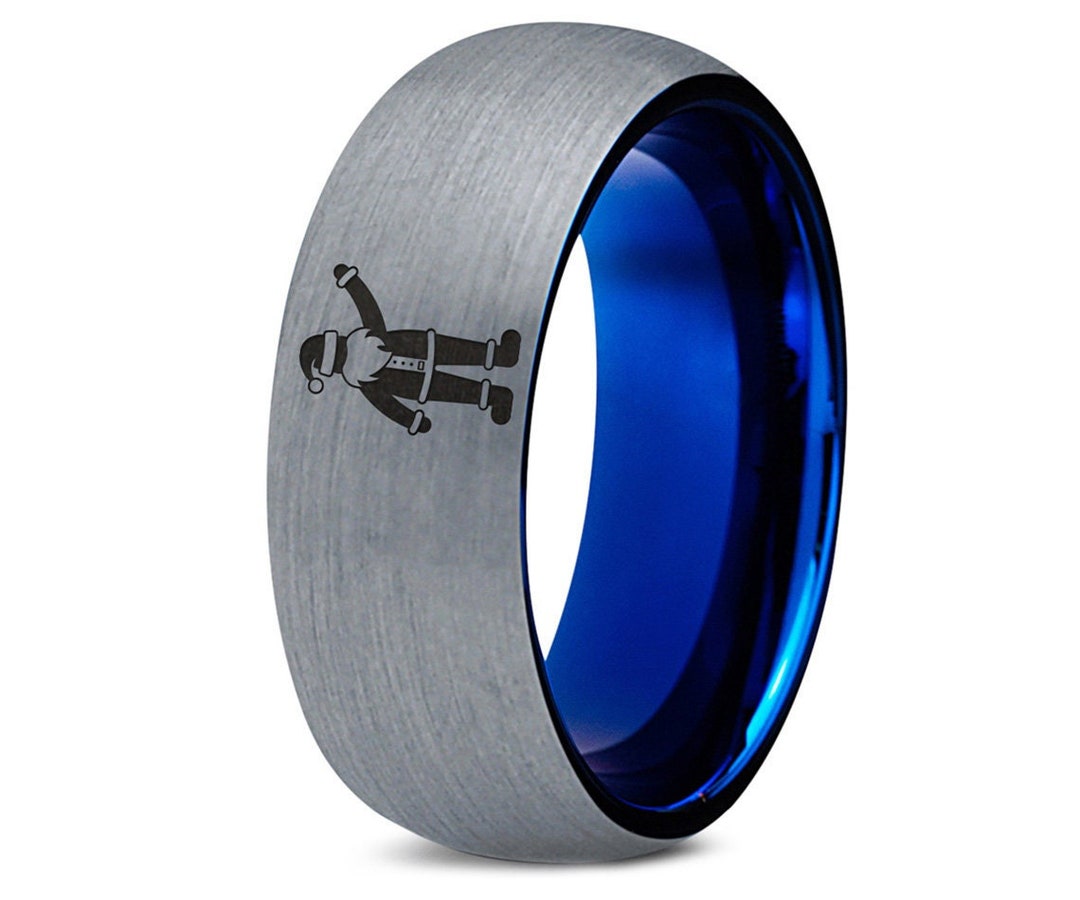 Snowman Santa Claus Ring Mens Wedding Band Gray Blue - Etsy