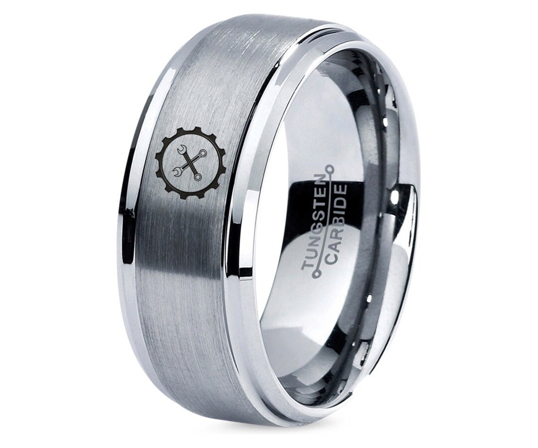 Gear Ring - Torque Wrench Ring - Silver Wedding Ring - Set for Women ...