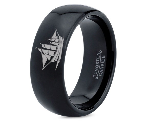 Caribbean Ringpirate Ship Ringwedding Ring Menengraving - Etsy