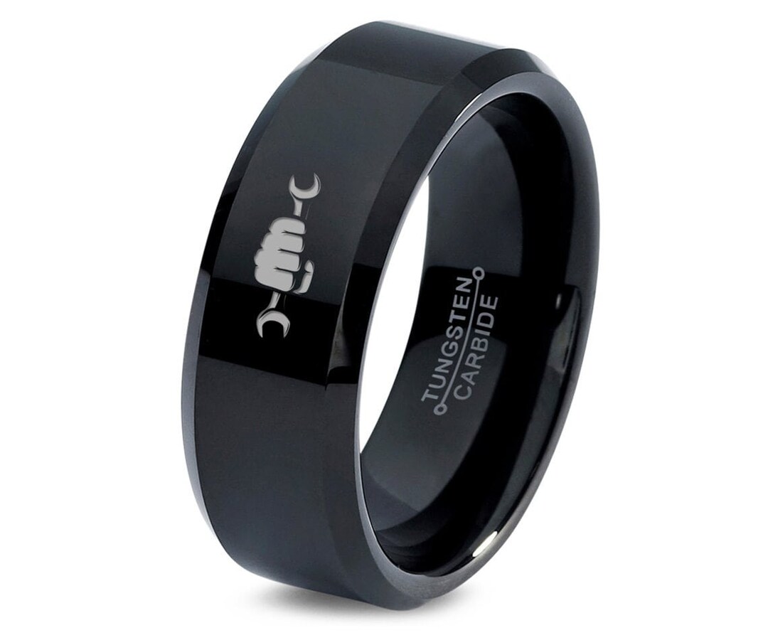 Mechanic Wedding Ring | Open Wrench Ring | Mens Tungsten Carbide Ring ...