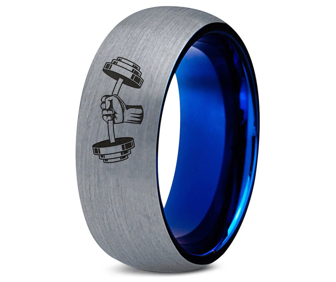 Personalized Gifts, Bodybuilder Gifts, Dumbbell Ring, Tungsten Rings ...