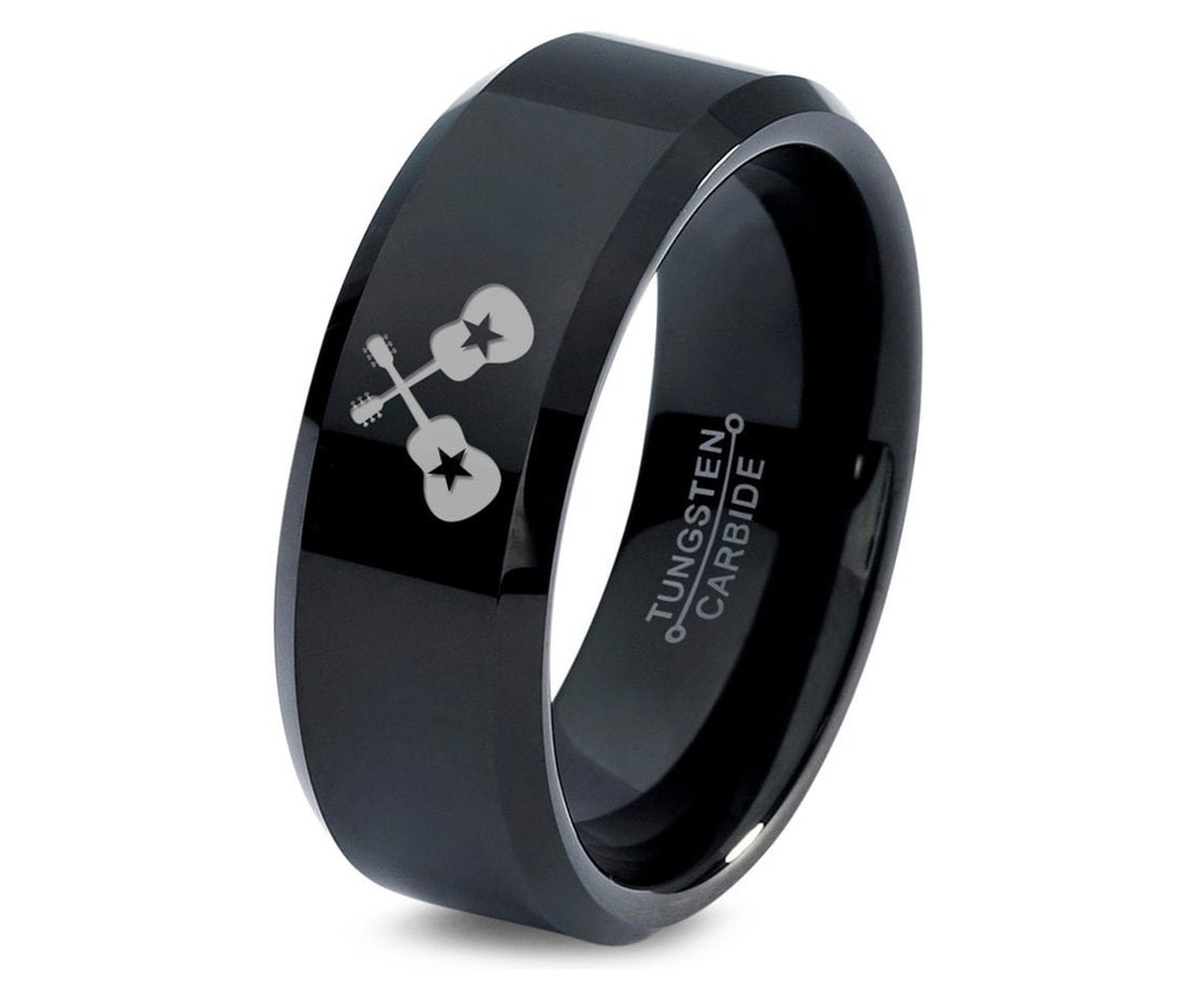 Musician Classic Bass Guitar Ring Simple Wedding Ring Lady Tungsten ...