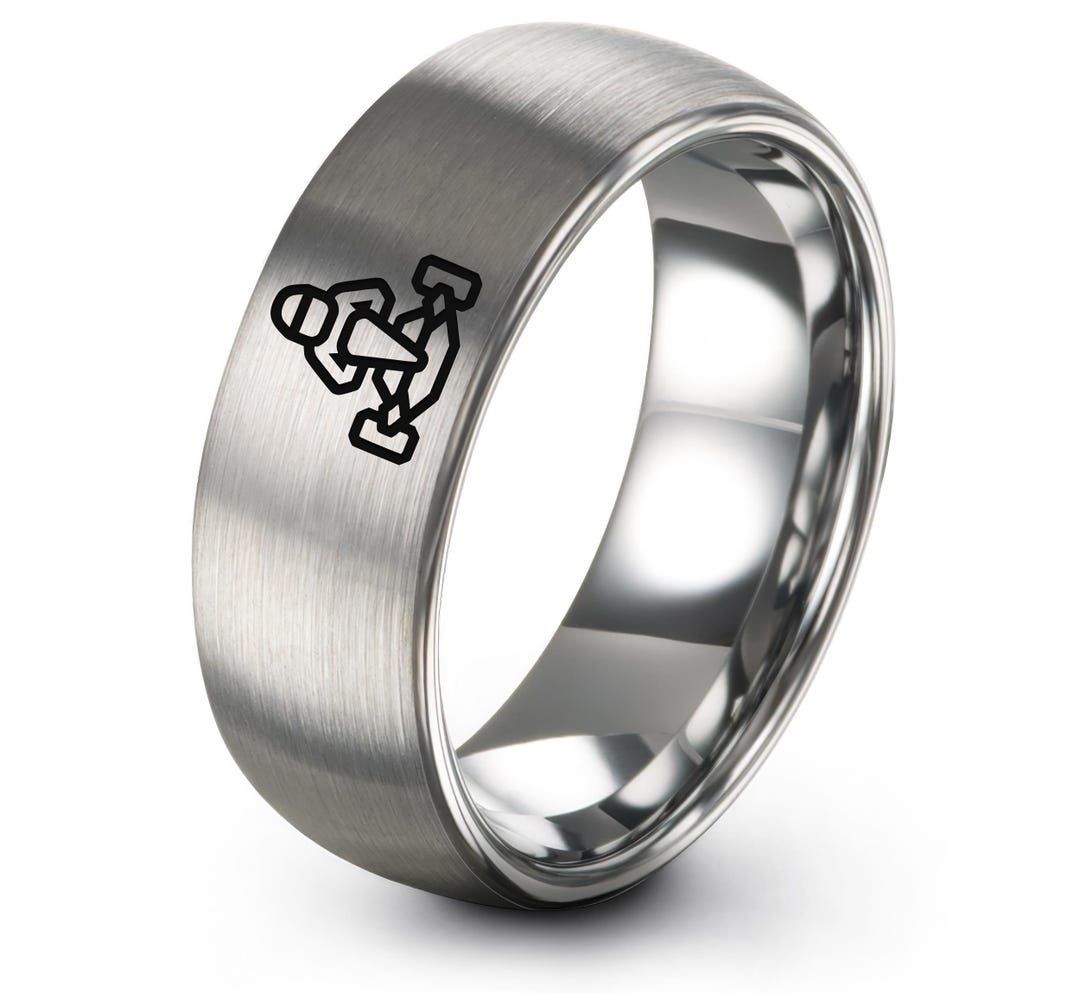 Gift for Race Car Driver, Go Kart Racer Ring, Gray Tungsten Rings for ...
