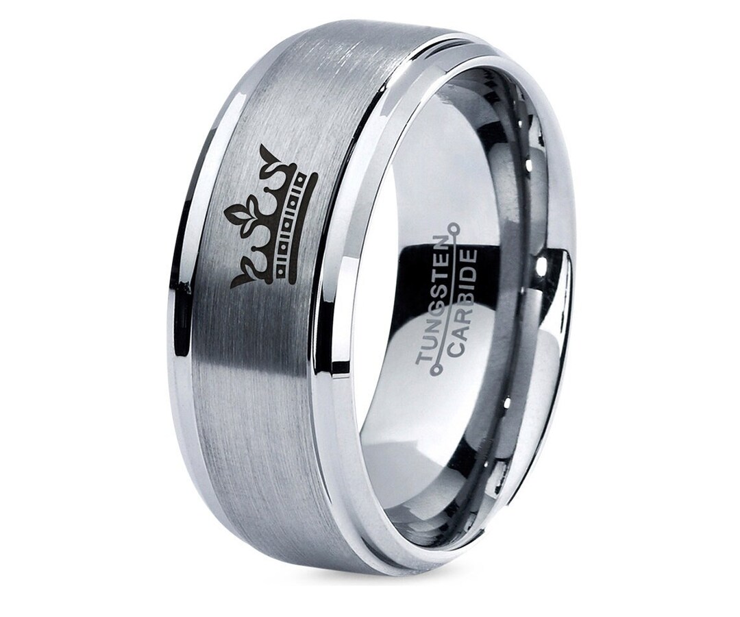 Famous Royal Tiara Crown Ring, Crown Wedding Band Men, Silver Tungsten ...