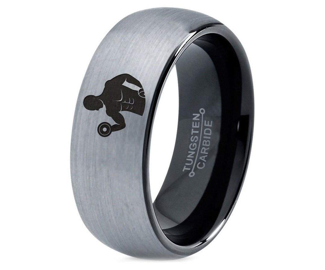 Dumbbell Ring Workout Bigger Arm Ring Black Wedding Band One and Only ...