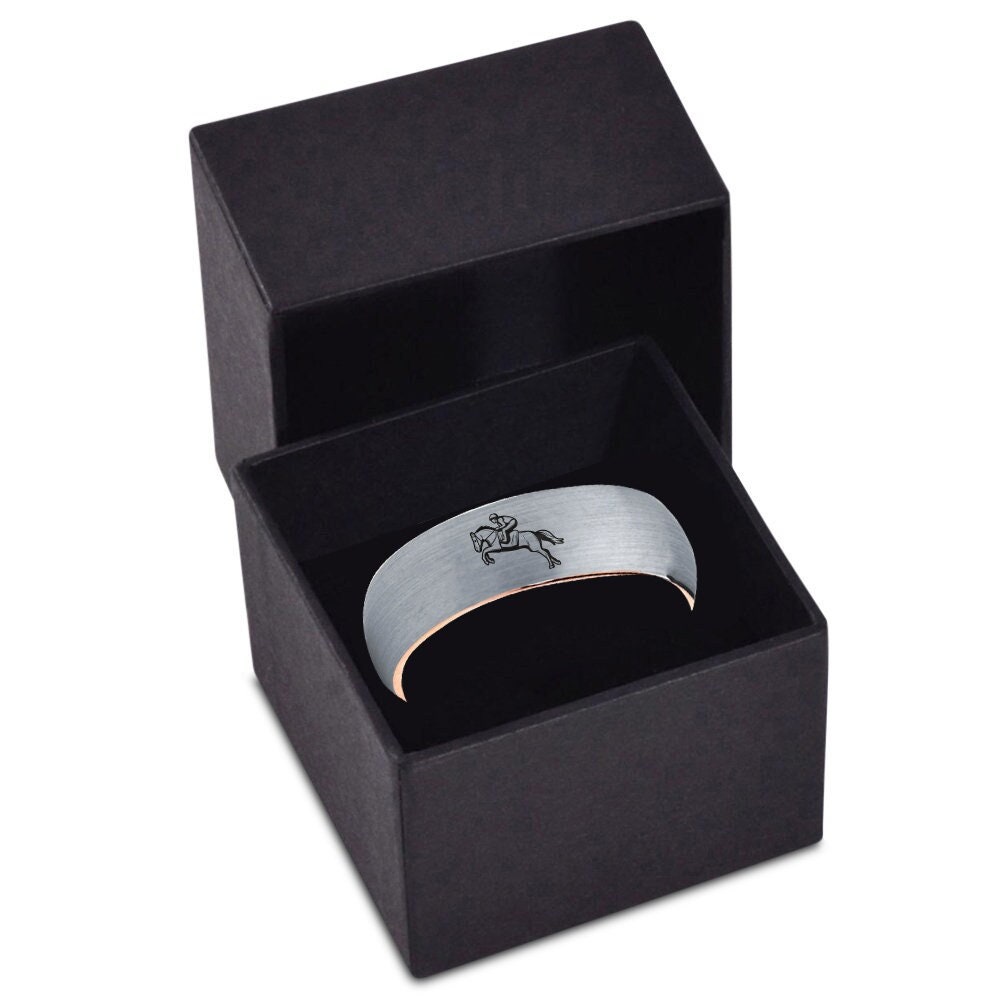 Minimalist Ring | Racer Ring | Horse Racing Ring | Men's Gray Wedding ...