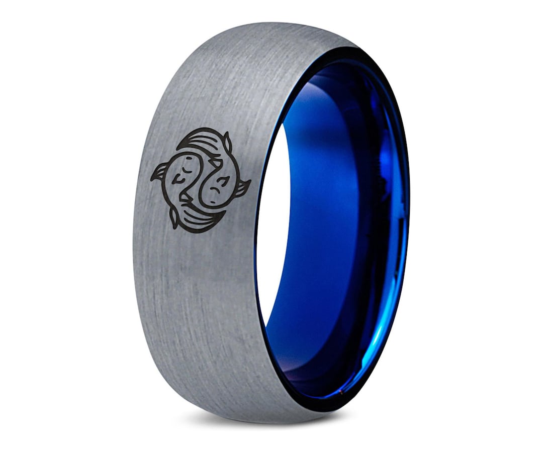 Pisces Fish Ring for Women, Chibis Wedding Band Tungsten, Pisces ...