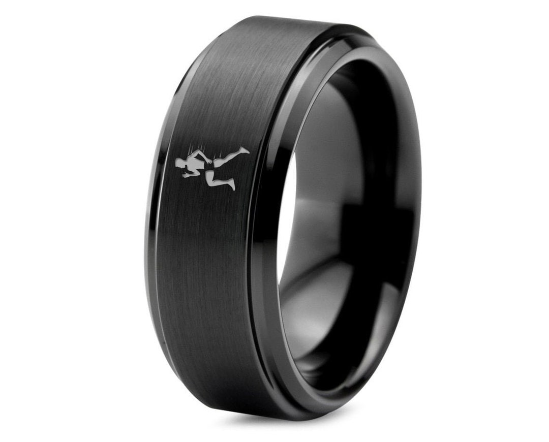 Black Wedding Ring | Athlete Running Ring | Mens Tungsten Ring | Gifts ...