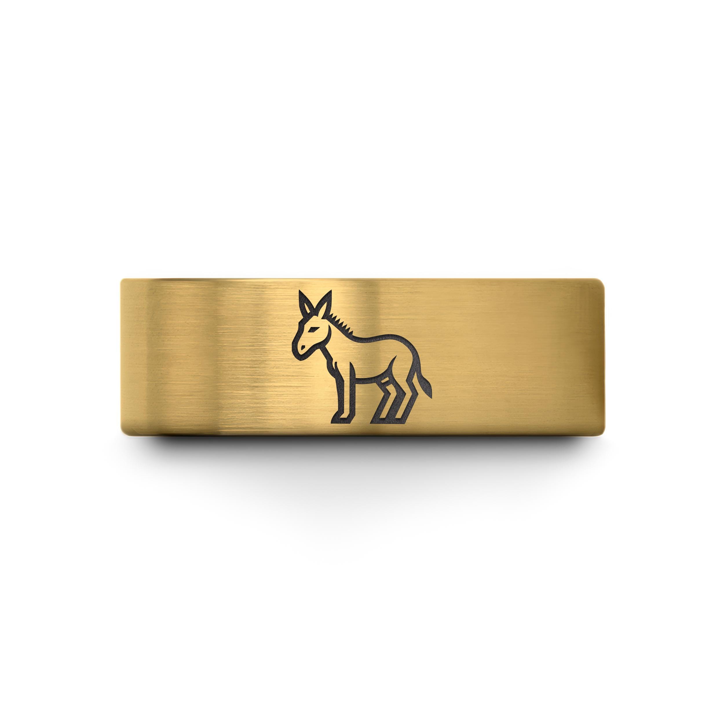 Donkey Ring | Gift for Farm Animal Fan | Gold Tungsten Band ...