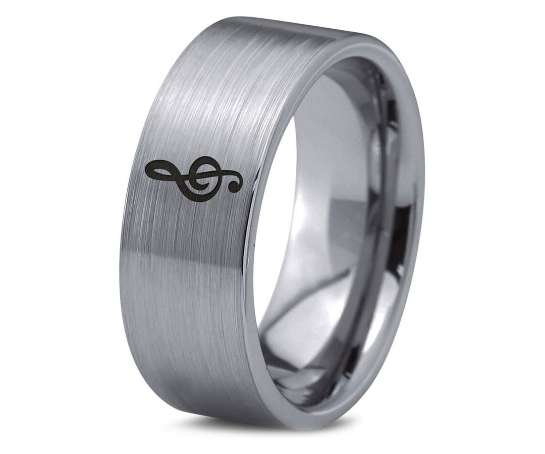 Musical Quarter Note Ring, Music Treble Clef Ring, Flat Wedding Ring ...