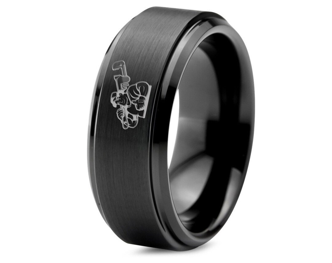 Perfect Plumbing Work Ring | Men's Wedding Ring Black | Black Tungsten ...
