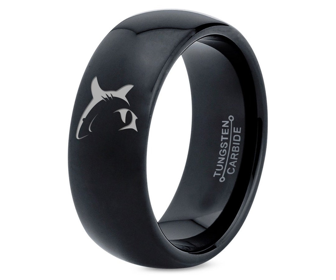 Mens Handmade Shark Ring | Gift Ideas for Men | Black Tungsten ...
