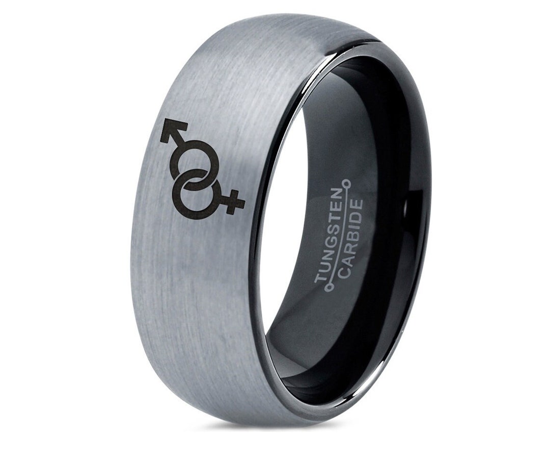 Heterosexual Symbol Ring,mens Wedding Bands Black,feminist Ring ...