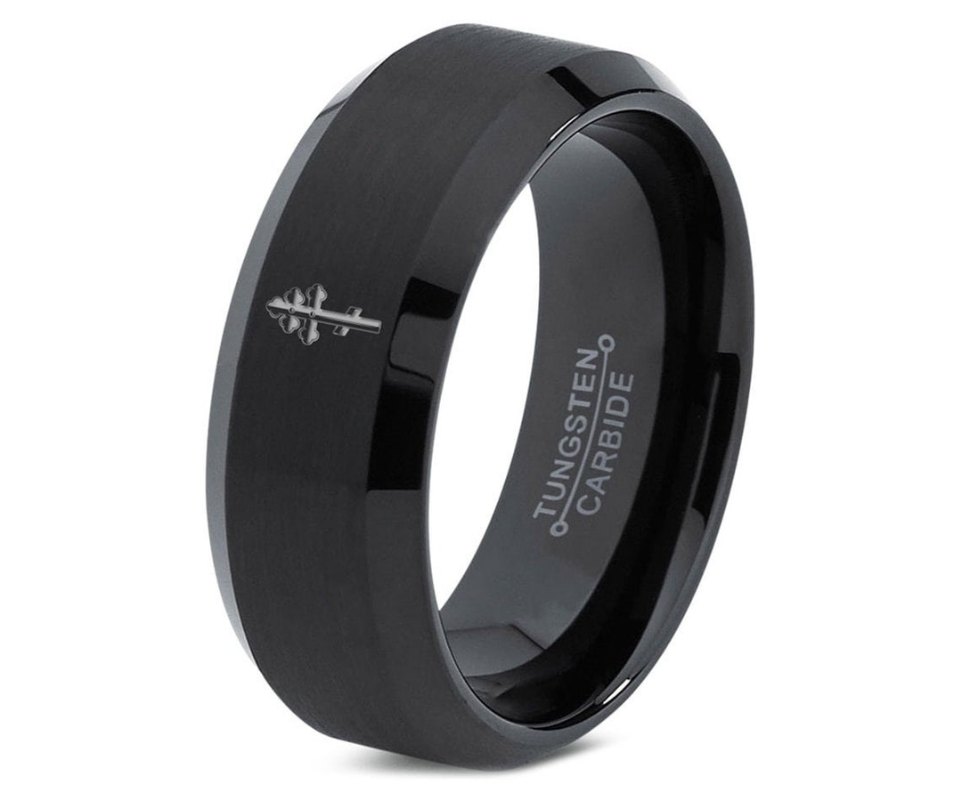 Eastern Orthodox Sign Ring,mens Wedding Band Black,engraved Tungsten ...