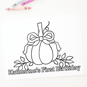 Coloring Page | 8.5x11 Printable | Watercolor Pink Pumpkin Party With ...