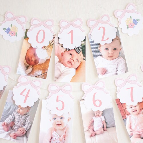 Pink Strawberry Milestone Banner First Year Birthday Monthly - Etsy