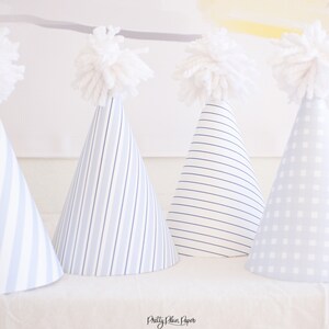 Pattern Blue Party Hats, Blue Gingham & Blue Stripe Watercolor ...