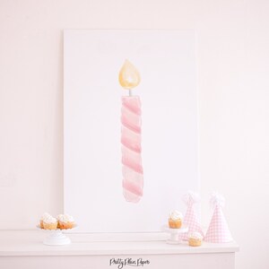 Watercolor Pink ONE Candle Sign 24''x36'' | First Birthday Welcome Sign ...
