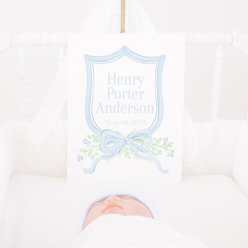 Hospital Baby Sign Printable 8x10 Watercolor Pink Crest - Etsy