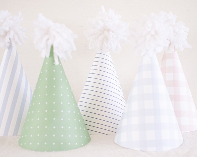Gingham Party Hats 4 Pack Birthday Party Check Theme Party Accessories ...