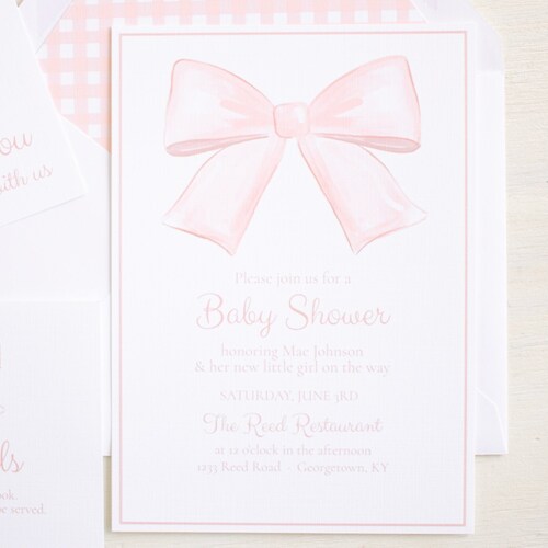 EDITABLE Pink Bow Baby Shower Invitation Baby Girl Shower - Etsy