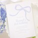 Watercolor Blue Bow Birthday Invitation | Watercolor Blue Bow ...