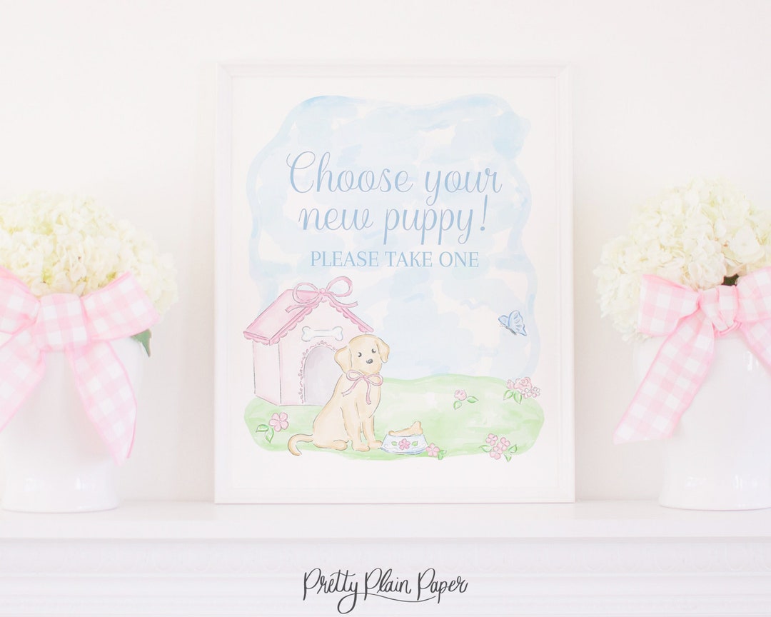 Sign | Puppy Dog Party | 16x20 Printable | Watercolor Puppy Tea Party ...