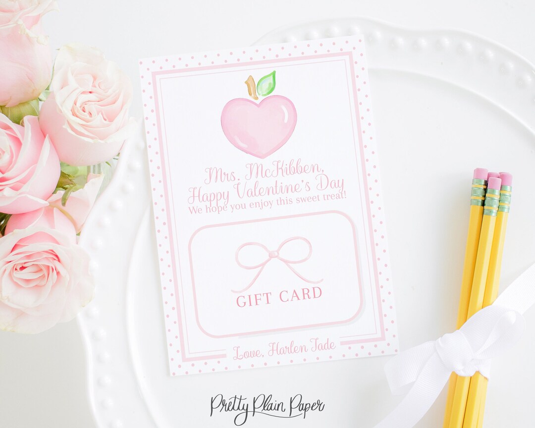 Teacher Gift Card Holder | Valentine | 5x7 Printable Download ...
