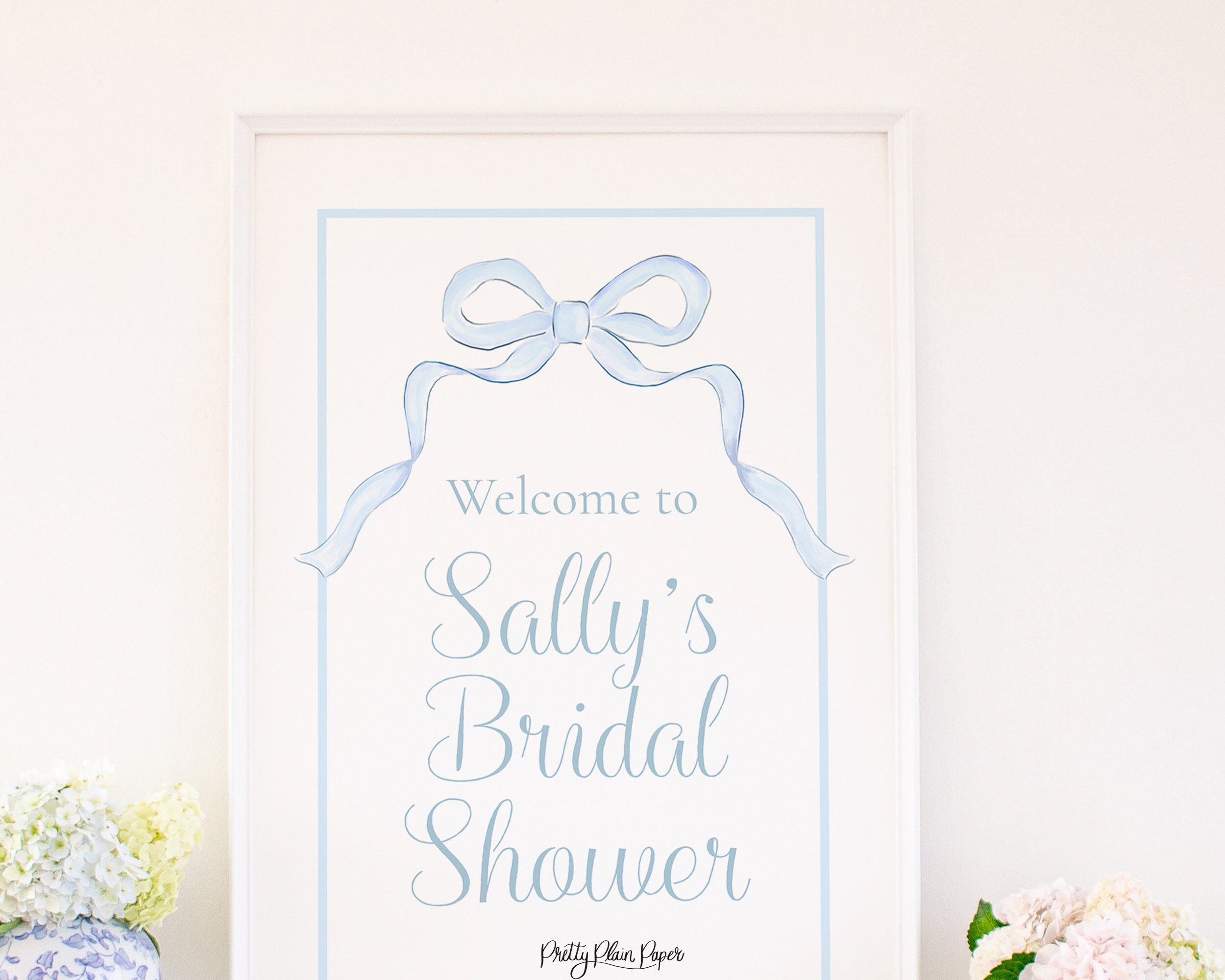 Watercolor Blue Bow Welcome Sign Editable 24x36 Sign Blue - Etsy