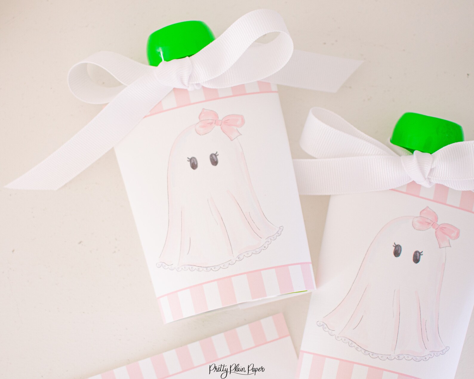 Watercolor Pink Girl Ghost Applesauce Pouch Halloween Printable ...