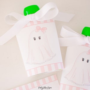 Watercolor Pink Girl Ghost Applesauce Pouch Halloween Printable ...