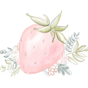 Pink Strawberry Floral Printable Backdrop Poster Download - Etsy