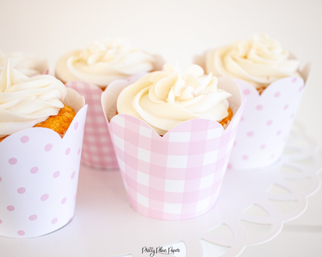 Pink Gingham Cupcake Wrappers & Pink Polka Dot Cupcake Wrappers ...