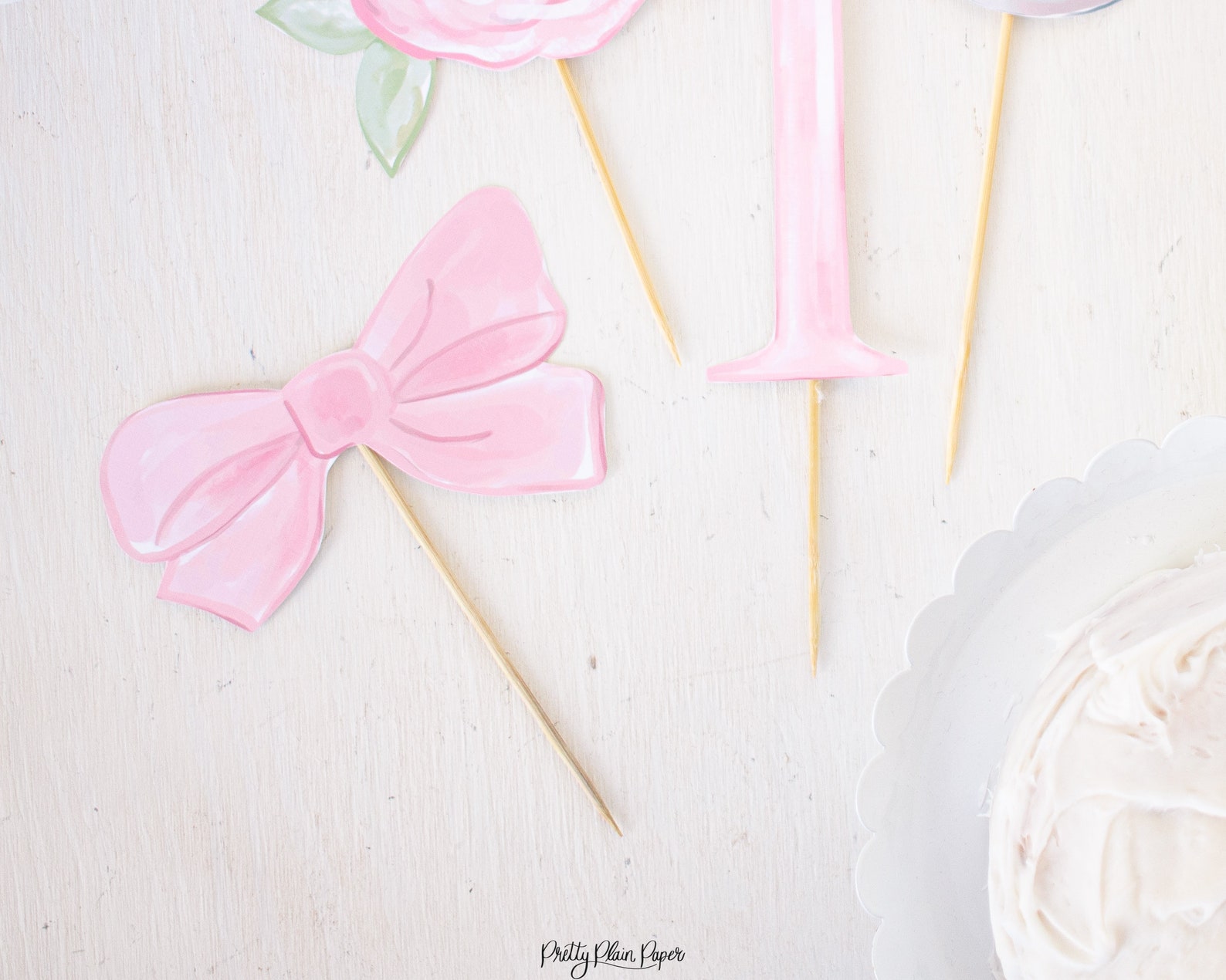 Horseshoe Cake Topper Pink Bow Cake Topper ONE Cake Topper | Etsy