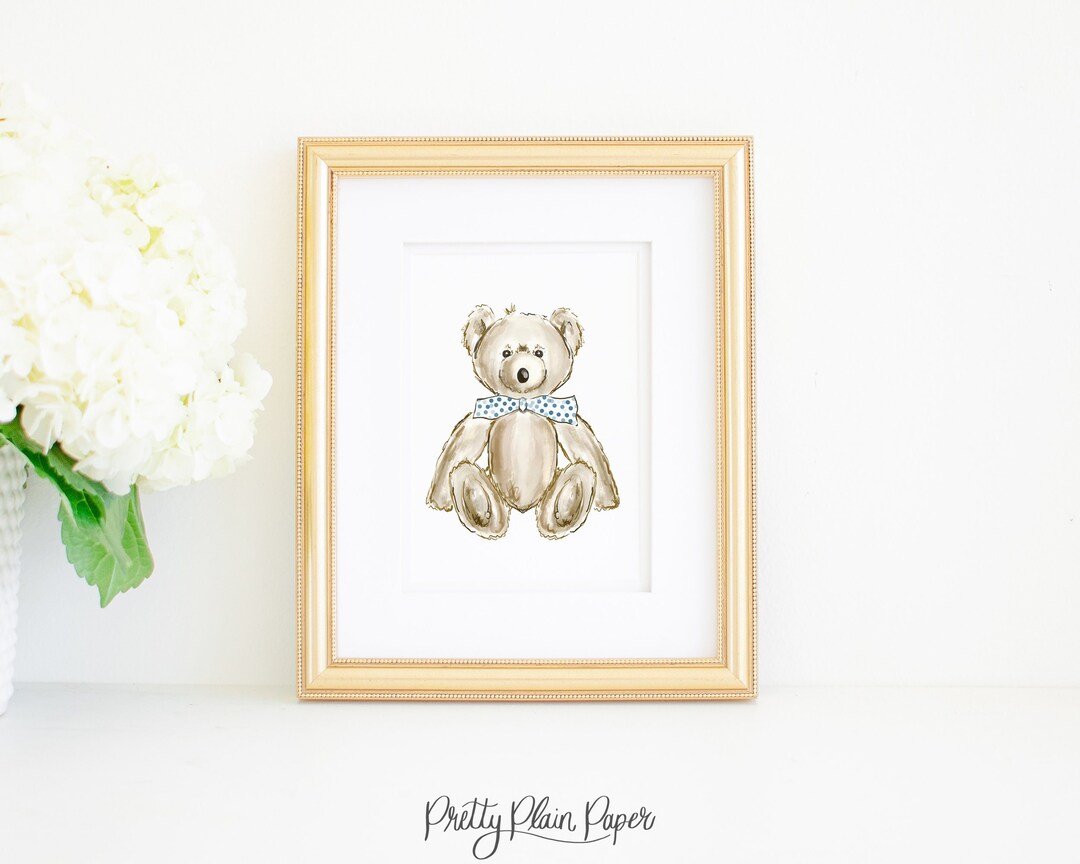 Watercolor Teddy Bear Print | 8x10 or 16x20 | Printable Download ...