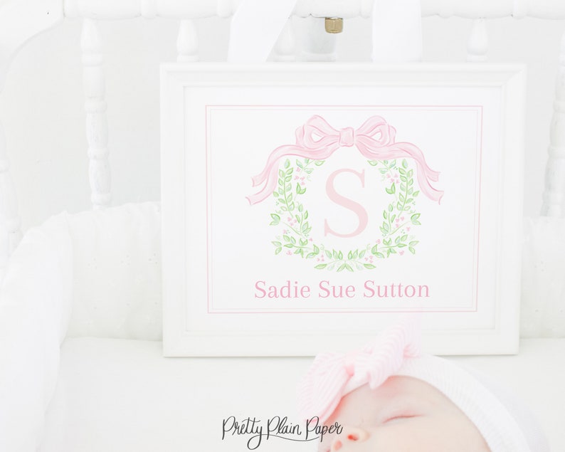 Watercolor Baby Name Sign 8x10 Printable Baby Girl Pink - Etsy