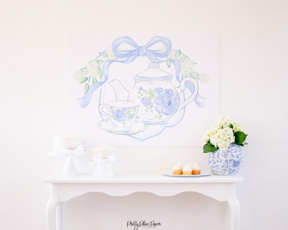 Tea Party Birthday Backdrop Poster Printable Download Tea - Etsy