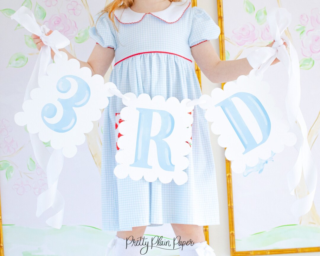 3rd Grade Banner | Watercolor Light Blue Scallop Edge Banner | PDF ...