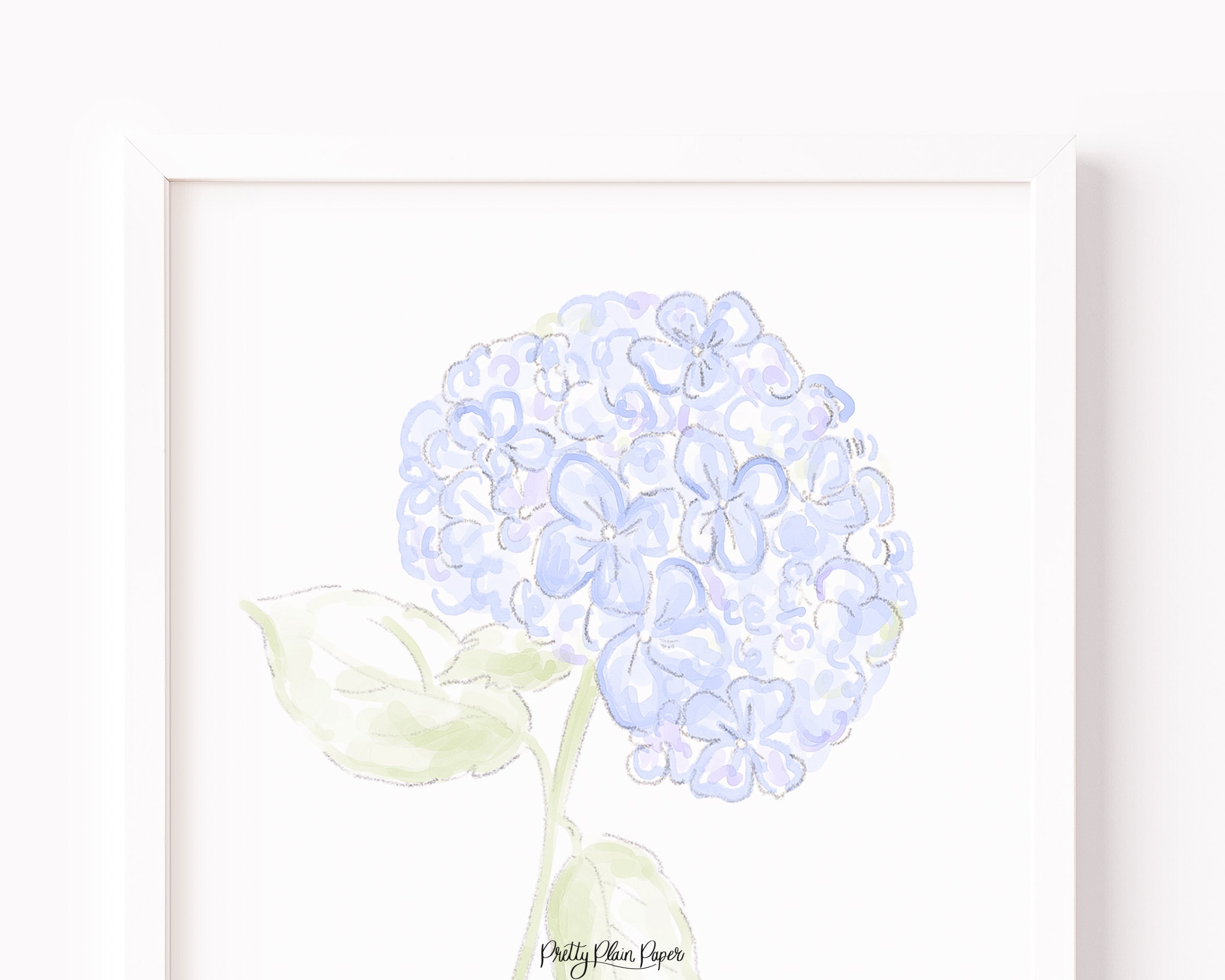 Watercolor Hydrangea Print Printable 8x10 Blue Hydrangea - Etsy
