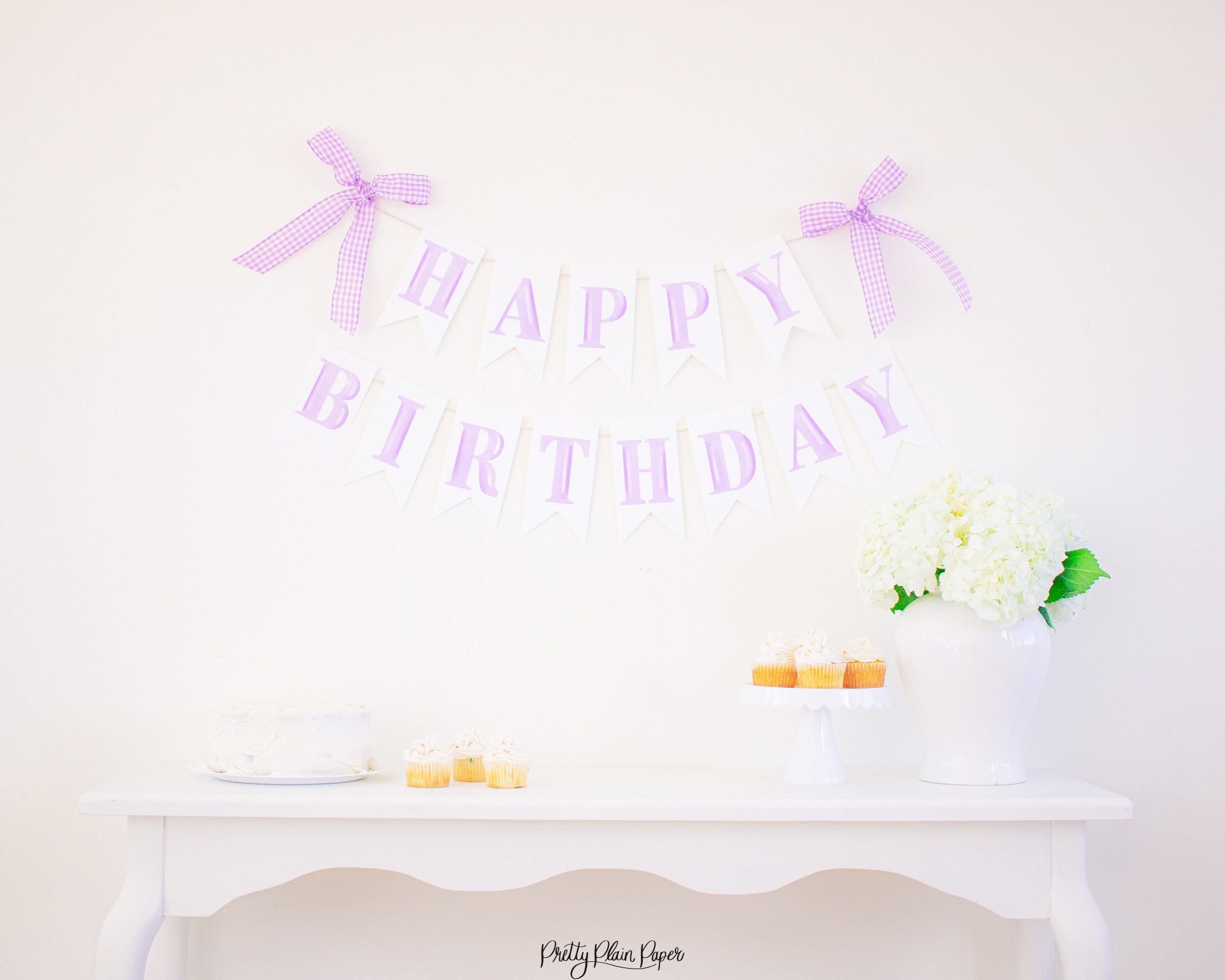 Purple Watercolor Happy Birthday Banner Printable Download | Etsy