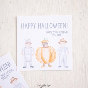 Trick or Treater, Little Boys in Costumes Halloween Treat or Gift Tag ...