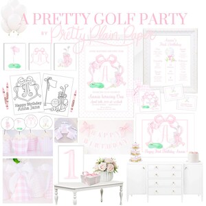 Invitation | Pink Golf Party Invite | 5x7 Printable | Pink Monogram ...